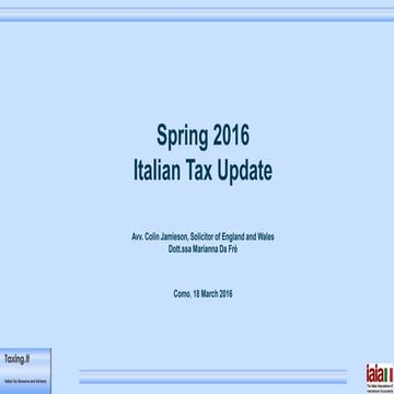 Spring 2016 Italian Tax Update | PPT