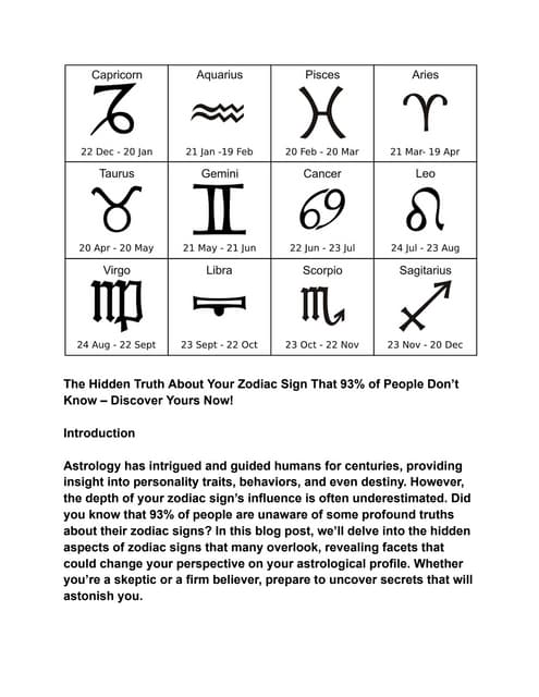 Decoding Zodiac Signs: Unveiling Meanings and Traits | PDF