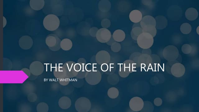 English,Class 11, cbse, Chapter: The voice of the rain | PPTX