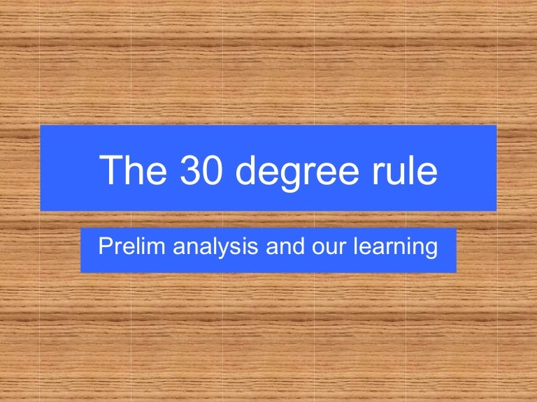 The 30 degree rule 1