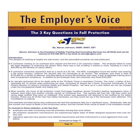 The 3 Key Questions In Fall Protection | PDF