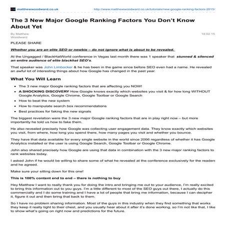 The 3 Major New Google Ranking Factors That No One Is Talking About Yet ...