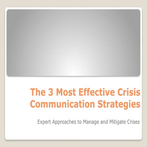 Mastering Crisis Communication Management: Effective Strategies for Business Resilience | PPTX