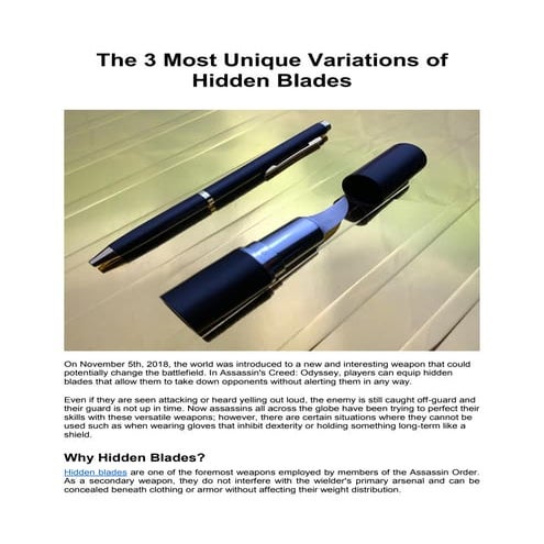 The 3 Most Unique Variations of Hidden Blades
