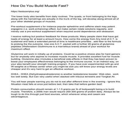 How Do You Build Muscle Fast? | PDF