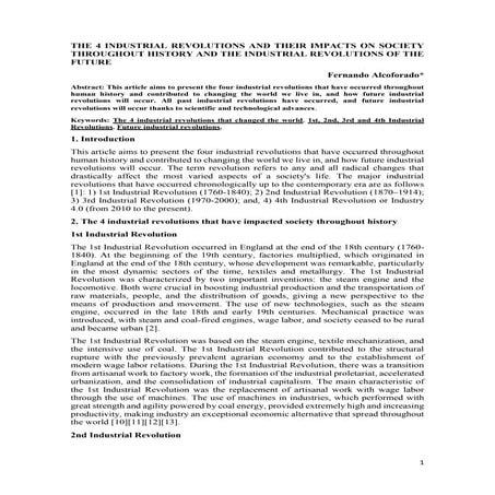 THE 4 INDUSTRIAL REVOLUTIONS AND THEIR IMPACTS ON SOCIETY THROUGHOUT ...