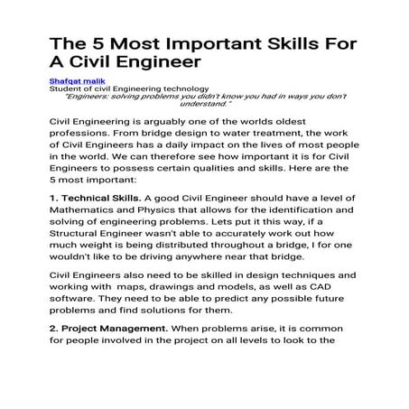 The 5 most important skills for a civil engineer(1) | PDF