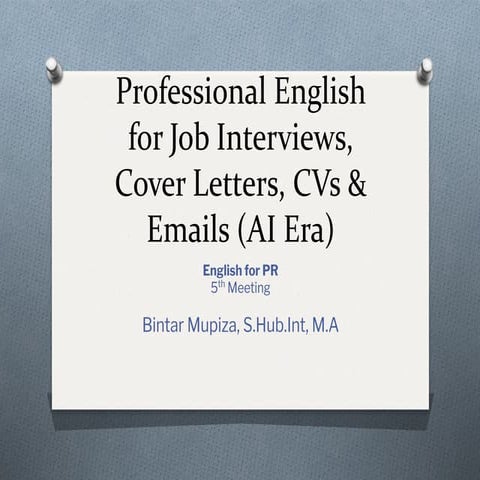 Profesional English for Job Interview, Cover Letters | PDF
