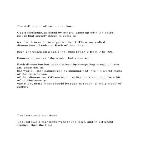 The 6-D model of national culture Geert Hofstede, assisted.docx