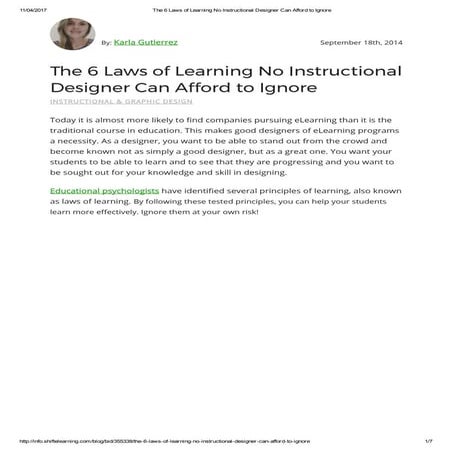 The 6 laws of learning no instructional designer can afford to ignore ...