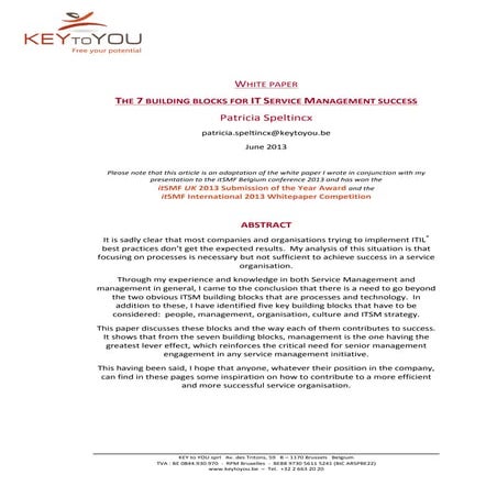 The 7 building blocks for IT Service Management success | PDF