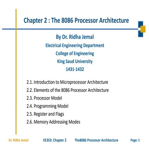 The 8086 Micro Processor Architecture By Dr. RidhaJemal | PPT