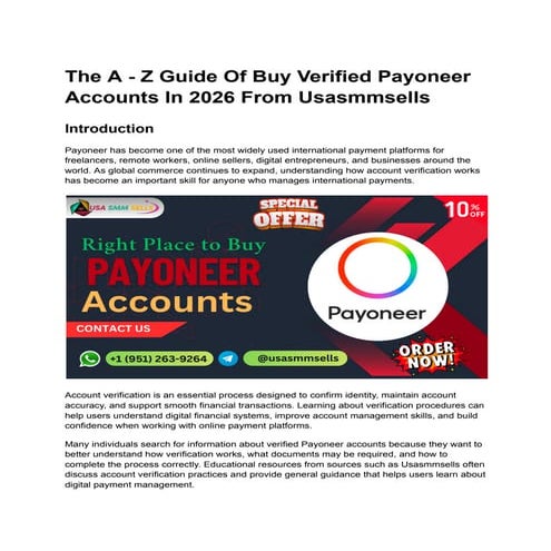 The A - Z Guide Of Buy Verified Payoneer Accounts In 2026 From ...