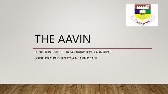 Project report on AAVIN INDUSTRY - 2019 | PDF