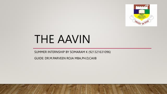 Project report on AAVIN INDUSTRY - 2019 | PDF