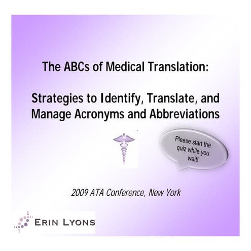 The ABCs of Medical Translation: Strategies to Identify, Translate, and ...