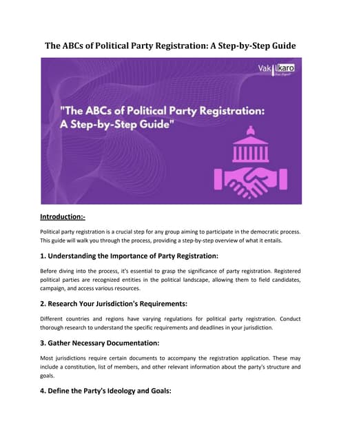 Pioneering a Movement: The Essentials of Party Registration | PDF