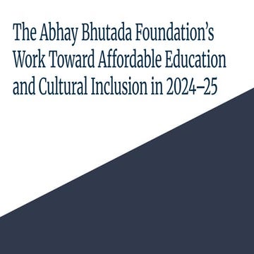 The Abhay Bhutada Foundation’s Work Toward Affordable Education and ...