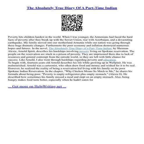 The Absolutely True Diary Of A Part-Time Indian | PDF