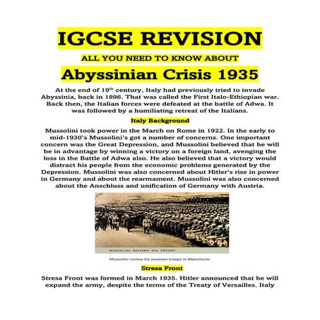 ULTRA REVISION: ABYSSINIA 1935 | PDF