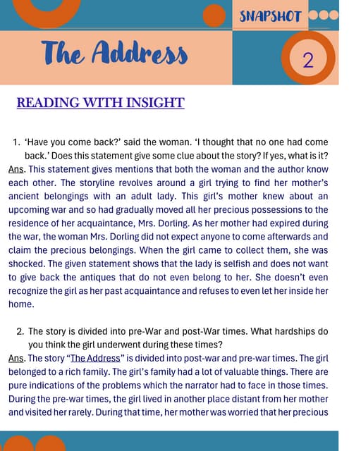 The Address, a story by Marga Minco | PPSX | Fiction | Books and Literature