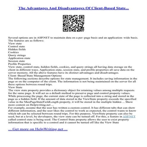 The Advantages And Disadvantages Of Client-Based State... | PDF