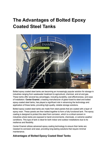 Bolted Storage Tanks | PPTX