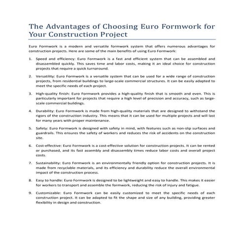 The Advantages of Choosing Euro Formwork for Your Construction Project.pdf