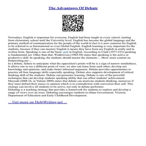The Advantages Of Debate | PDF