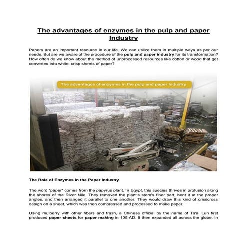 The advantages of enzymes in the pulp and paper Industry.pdf