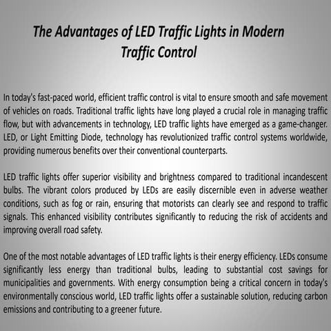 The Advantages of LED Traffic Lights in Modern Traffic Control | PPT