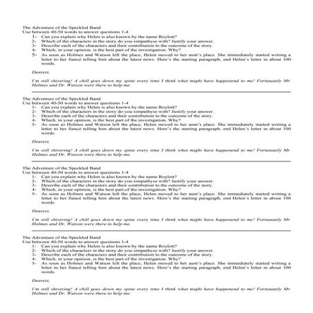 The adventure of the speckled band | PDF