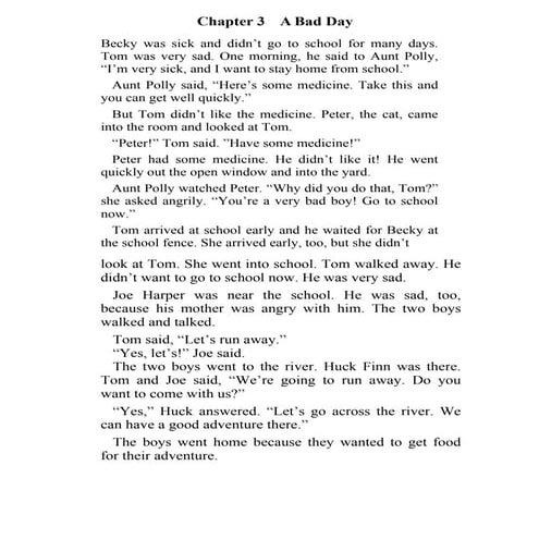 The adventures of tom sawyer chapter 3-4 | PDF