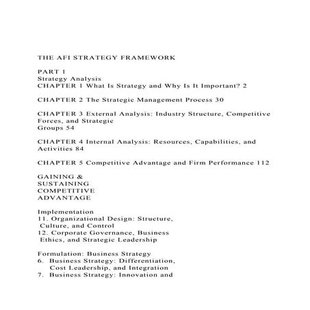 The Afi Strategy Frameworkpart 1strategy Analysis Chap Docx