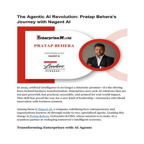 The Agentic AI Revolution_ Pratap Behera’s Journey with Nagent AI.pdf