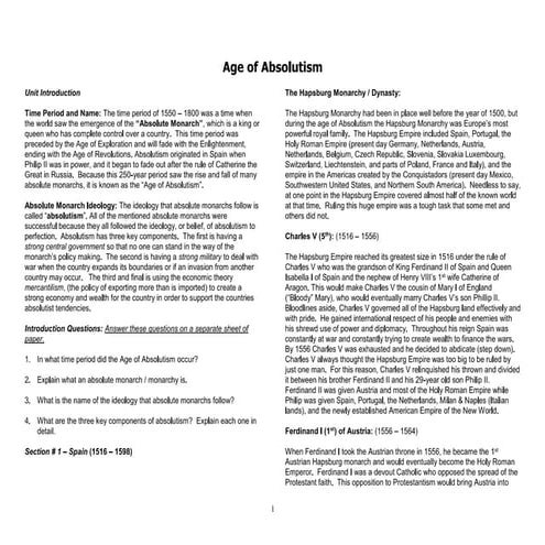 The Age of Absolutism Introduction Slides | PPT