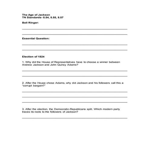 The Age of Jackson Guided Notes | DOCX