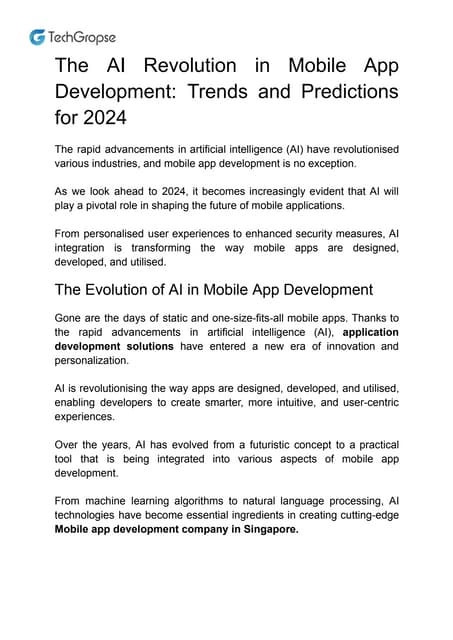 The Impact Of Artificial Intelligence On Mobile App Development Pdf