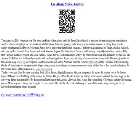The Alamo Movie Analysis | PDF | Western | Genres