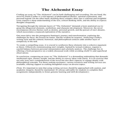 The Alchemist Essay | PDF