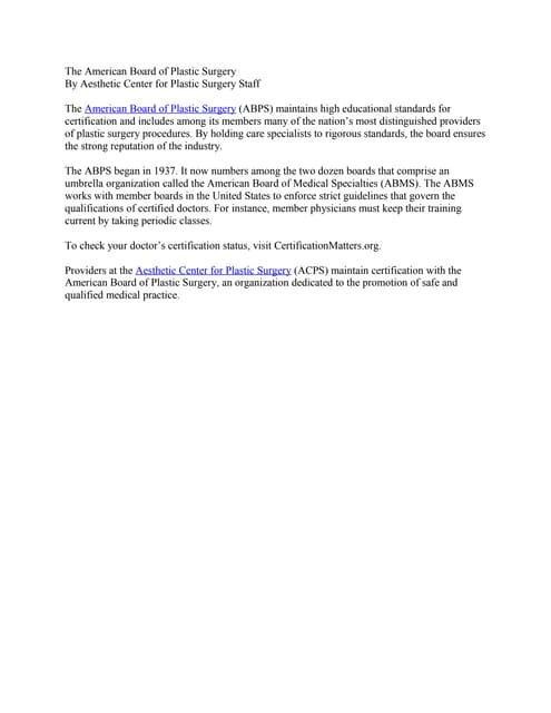 American Board of Plastic Surgery | PPT