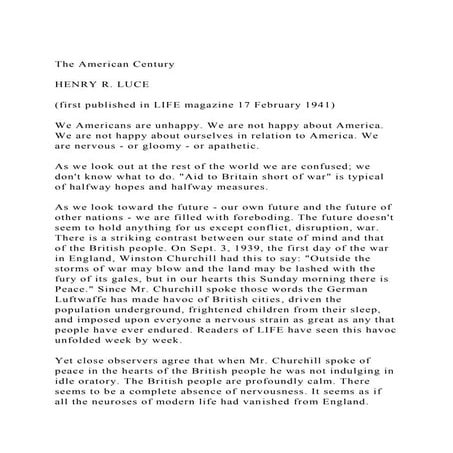 The American CenturyHENRY R. LUCE(first published in LIFE .docx