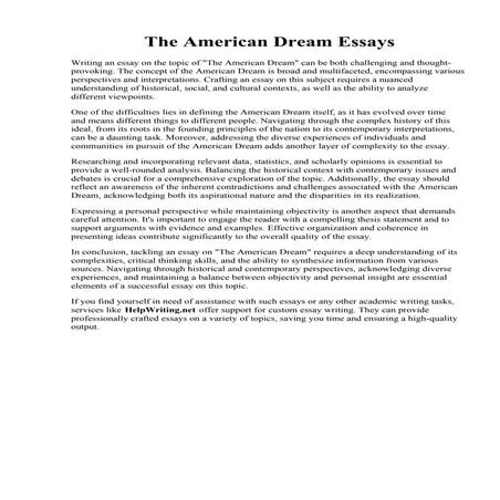 The American Dream Essays. essay examples: the american dream essay | PDF