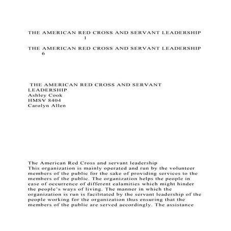 THE AMERICAN RED CROSS AND SERVANT LEADERSHIP1THE AMERICAN.docx