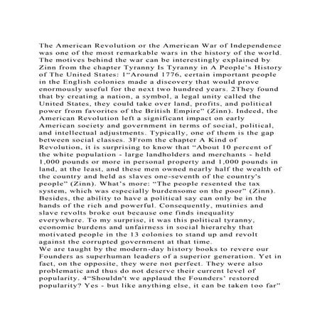 The American Revolution or the American War of Independence was on.docx