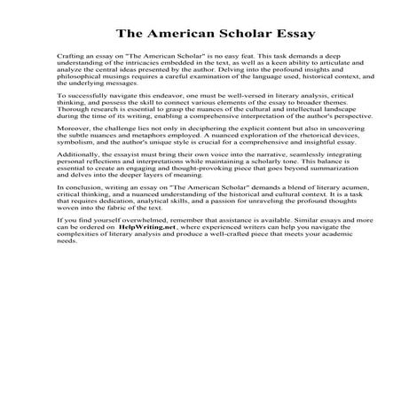 The American Scholar Essay. Moraine Park Technical College | PDF