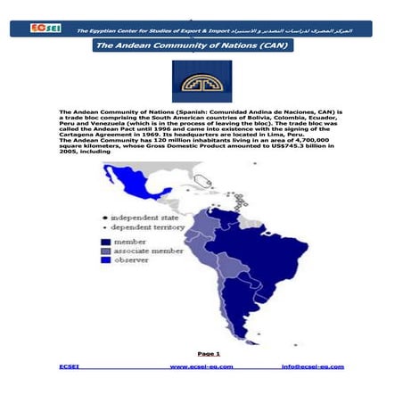 The Andean Community of Nations (CAN) | PDF