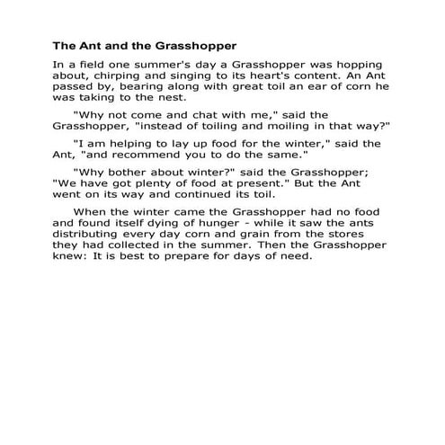 The ant and the grasshopper | DOCX