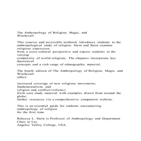 The Anthropology of Religion, Magic, andWitchcraftTh | DOCX