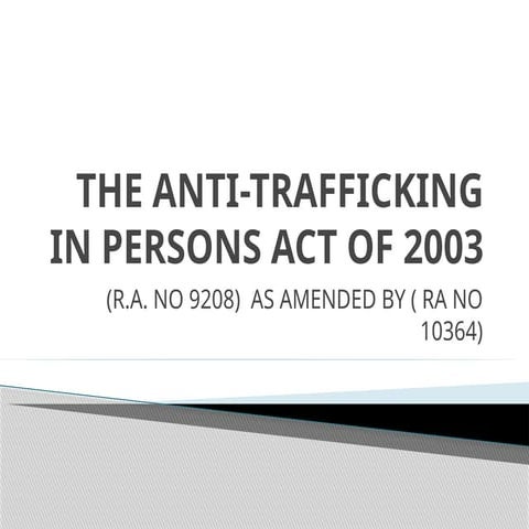 THE ANTI-TRAFFICKING IN PERSONS ACT OF 2003 | PPTX